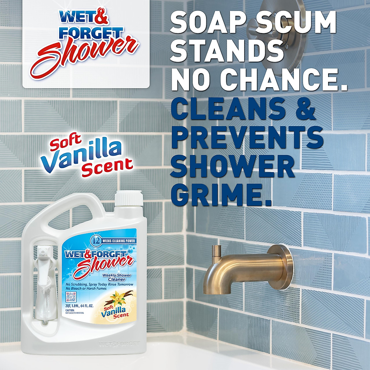 Wet & Forget Shower Cleaner Weekly Application Requires No Scrubbing, Bleach-Free Formula, 64 Ounce (Pack of 1)