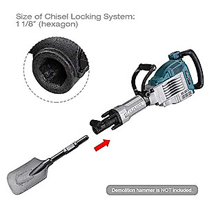 Yescom Clay Spade Chisel Bit Steel for 1-1/8" Hex Shank Electric Demolition Jack Hammer Scoop Shovel Attachment