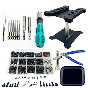 RC Car Tool Stand Repair Work RC Screws Kit 600PCS & RC Screwdrivers and Screws Pallet Kit 360 Degree Rotation for 1/8 1/10 1/12 1/16 1/18 RC Car Truck Crawler (Black)