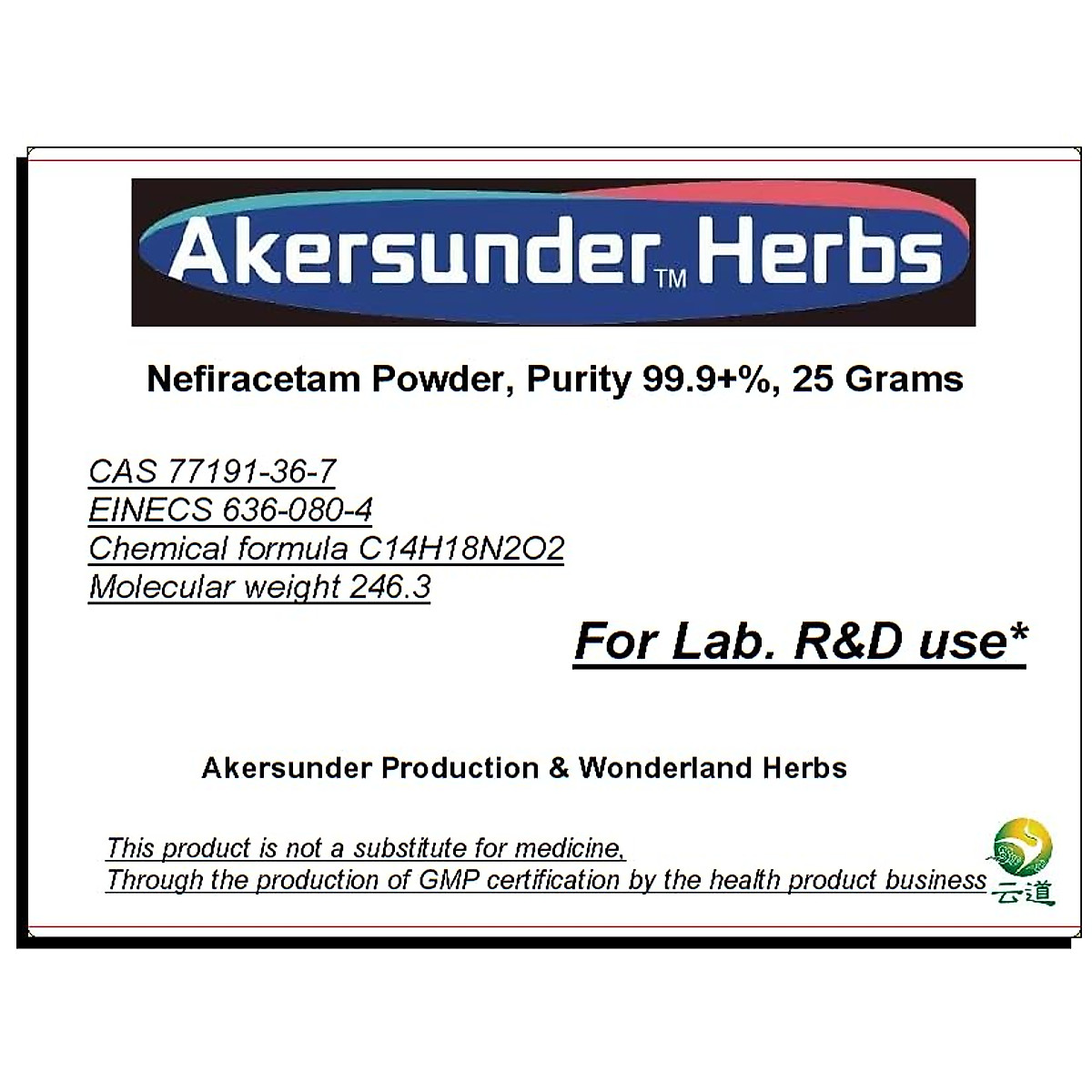 Akersunder Nefiracetam Powder, Purity 99+%, 25 Grams, Include 100mg Scoop