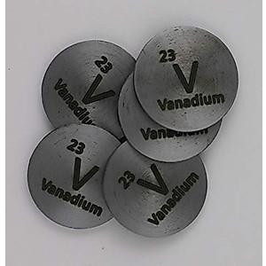 Vanadium (V) 24.26mm Metal Disc 99.9% Pure for Collection or Experiments
