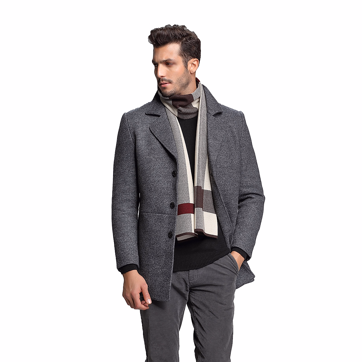 RIONA Men's Winter Cashmere Feel Australian Wool Soft Warm Knitted Scarf