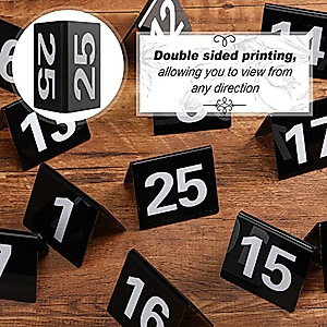 Tuanse Table Numbers 1-25 Acrylic Double Side Numbered Table Tents Plastic Restaurant Wedding Table Number Table Tent Numbers Cards Signs for Party Banquets Wedding Reception (Black, White)