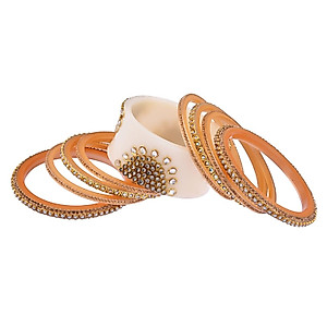 Efulgenz Traditional Indian Wedding Bangles CZ Crystal Bridal Bracelet Bangle Set for Women (Pcs)