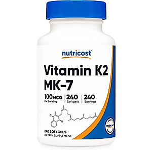 Nutricost Vitamin K2 MK-7 100 mcg, 240 Softgels - Gluten Free and Non-GMO MK7