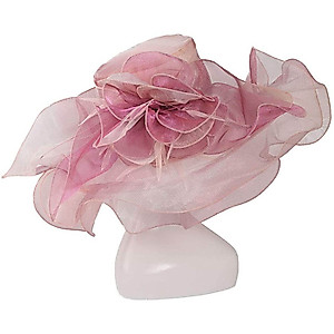 F FADVES Women Oganza Sun Hat Church Wide Brim Wedding Formal Fascinator Hat