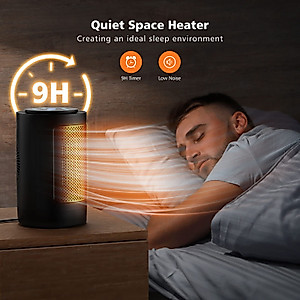 Space Heater, Portable Electric Heaters for Indoor Use, 1500W Oscillation Small Desk Heater Fan with Digital Display & Touch Control for Bedroom, Office