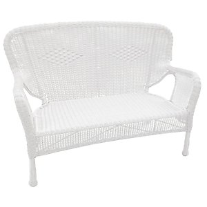Jeco Inc W00213-L Windsor Wicker Patio Love Seat, White