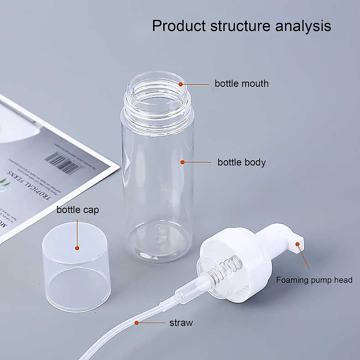 2 Pcs 3.4oz Foam Pump Bottle Travel Foam Pump Bottle Pump Bottle Clear Plastic Press Foaming Soap Pump Dispensers Travel Soap Liquid Bottle Shampoo, for Soap Foam Lotion Bathroom Accessory (100ML)