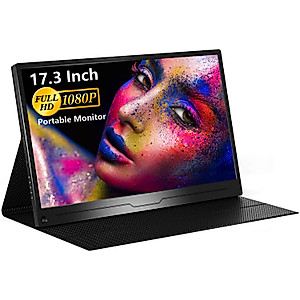 cocopar Portable Monitor - Upgraded 17.3 Inch 1080P FHD IPS HDR Type C FreeSync Gaming Monitor with Type-C HDMI Mini DP Speakers for Xbox PS5 Laptop PC Phone Mac Surface, with Smart Case VESA Mount