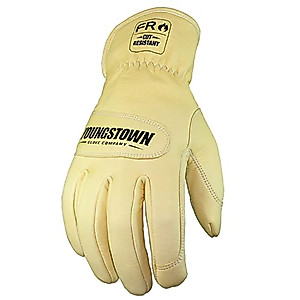 Youngstown Glove Leather Ground Utility Gloves for Men - Kevlar Lined - Cut, Puncture, Flame Resistant, Arc Rated, - Tan, Large