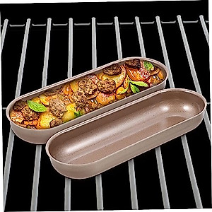 SOLUSTRE 3pcs Bread Mold Oven Roasting Pan Bread Loaf Pan French Pan Bratwurst Hot Dog Food Supplement Hot Dog Baking Mold Bread Baking Pan Bread Baking Mold Frying Pan Golden Steel