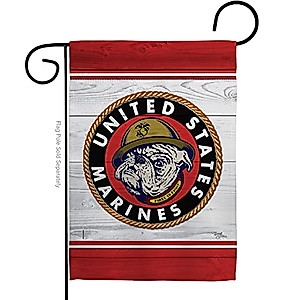 Breeze Decor Marine Bulldog Garden Flag Armed Forces Corps USMC Semper Fi United State American Military Veteran Retire Official House Decoration Banner Small Yard Gift Double-Sided, Made in USA