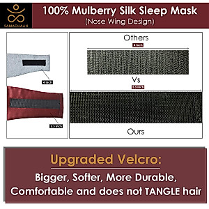 Samadhaan 100% Mulberry Silk Eye Mask for Sleeping - Sleep Face Mask for Side Sleepers Eye Mask for Men Women Adjustable Headband - Blackout Eye Mask for Sleeping - Flight Essentials (Maroon Masks)