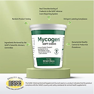 Mycogen for Dogs - Vitamins with 8 Types of Mushrooms - Support Immune System - 60 Soft Chews