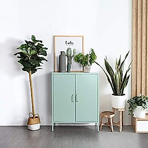 FurnitureR HouseinBox Double Door Locker Modern Style Metal Cabinet with 3 Shelves for Living Room, Bedroom and Office White…