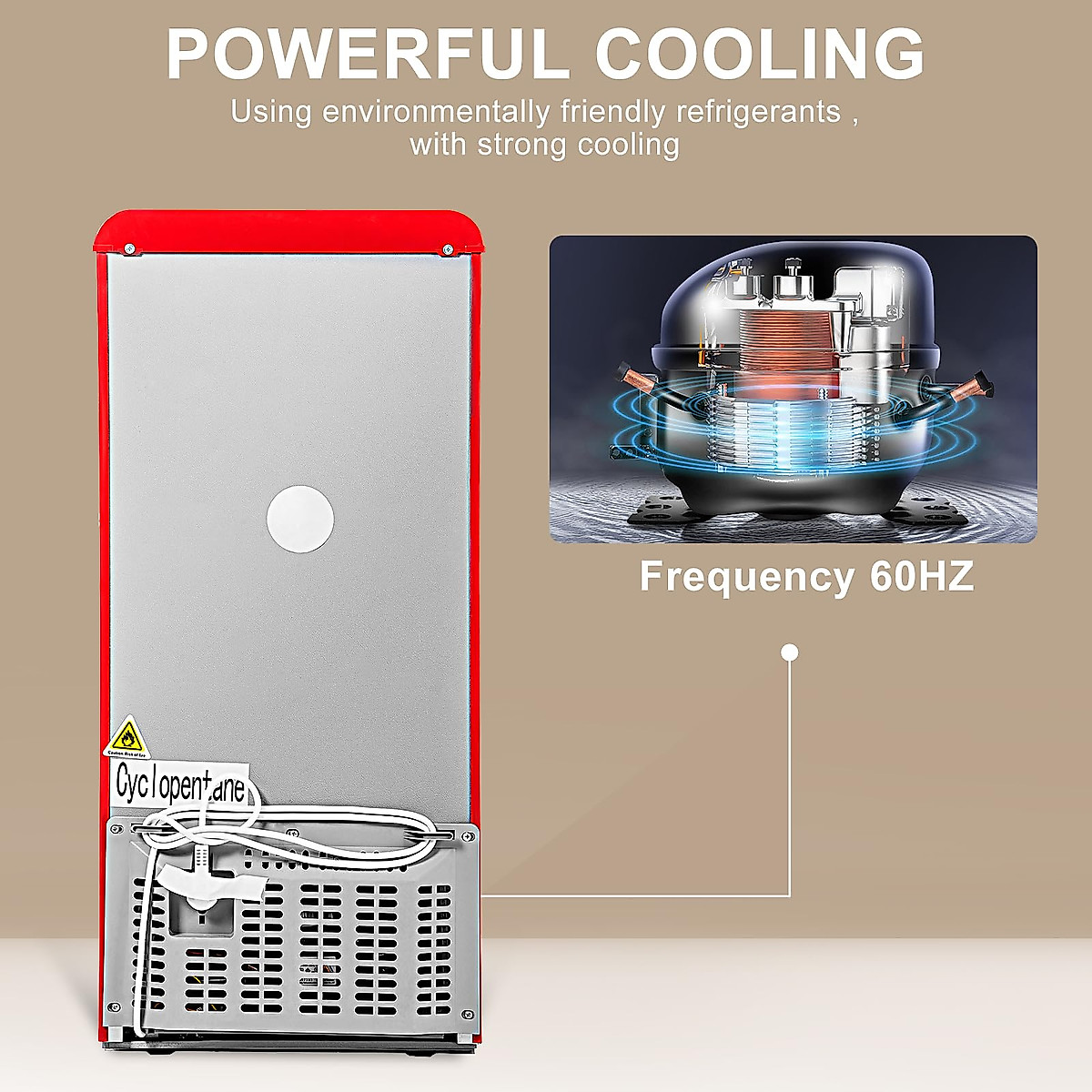 Fridge with Freezer Mini Retro Red 3.5 Cu.ft Compact Refrigerator Small for Bedroom, Office, Dorm, RV, Apartment with Adjustable Mechanical Thermostat 2-Door Design Red