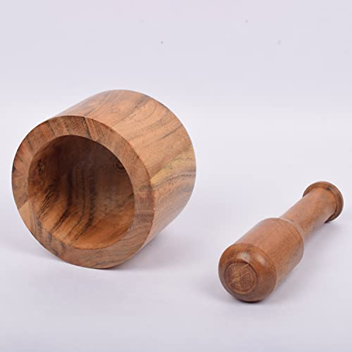 Samhita Acacia Wood Mortar and Pestle for Garlic Pepper Herb Crusher Kitchen Utensils Birthday Housewarming Gift. Mortar- 4" x 3" Pestle- 5.5"