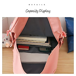 HCOOLE Kawaii Backpack 5Pcs Set with cute plush Pendants & Badge,19 gallon High capacity School Bag Cute Aesthetic Backpack