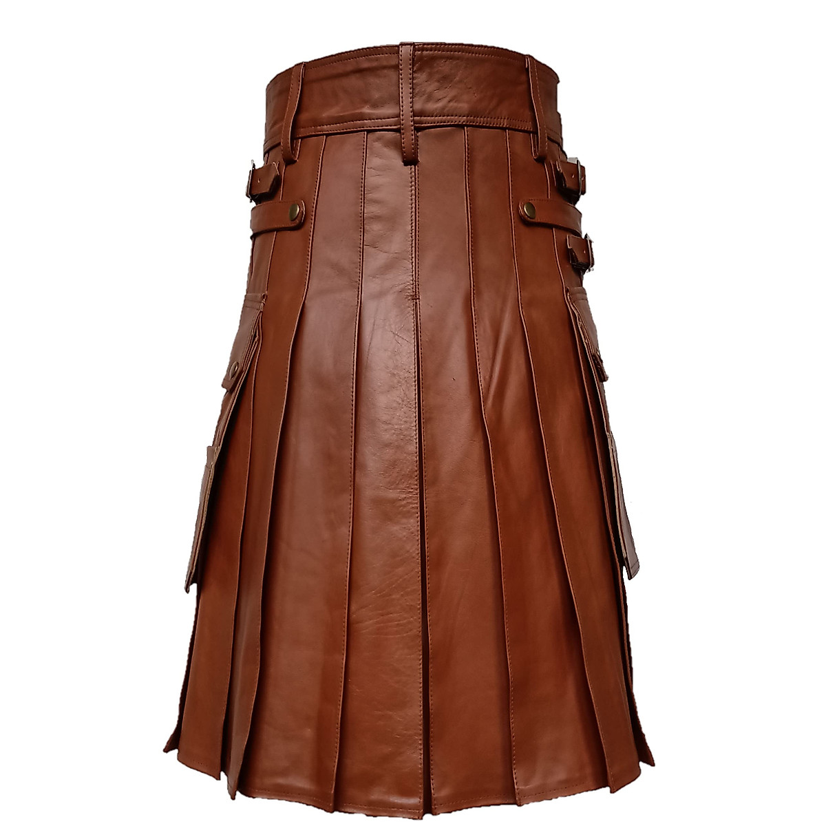 Custom Made Genuine Cowhide Leather Utility Kilt Scottish Warrior Traditional Highland Kilt for Men with Leather Sporran (Made to Order Click on Customize Now)