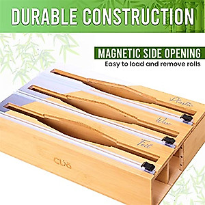 3 in 1 Foil and Plastic Wrap Organizer - Durable Plastic Wrap Dispenser with Cutter - Aluminium Foil Dispenser with Cutter - Saran Wrap Dispenser With Cutter - Tin Foil Organizer for Drawer