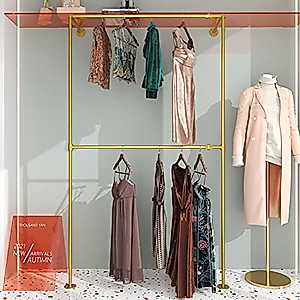 Smlttel Industrial Pipe Clothing Rack Wall Mounted,Metal Commercial Clothes Racks for Hanging Clothes,Vintage Retail Garment Rack Display Rack Cloths Rack,2 Tier Deluxe Design