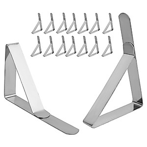 16 Packs Tablecloth Clips, Stainless Steel Table Cloth Holder Clips, Picnic Table Clips, Table Cover Clips, Tablecloth Clips for Outdoor Tables, Home, Restaurants, Dining Tables, Weddings, Party