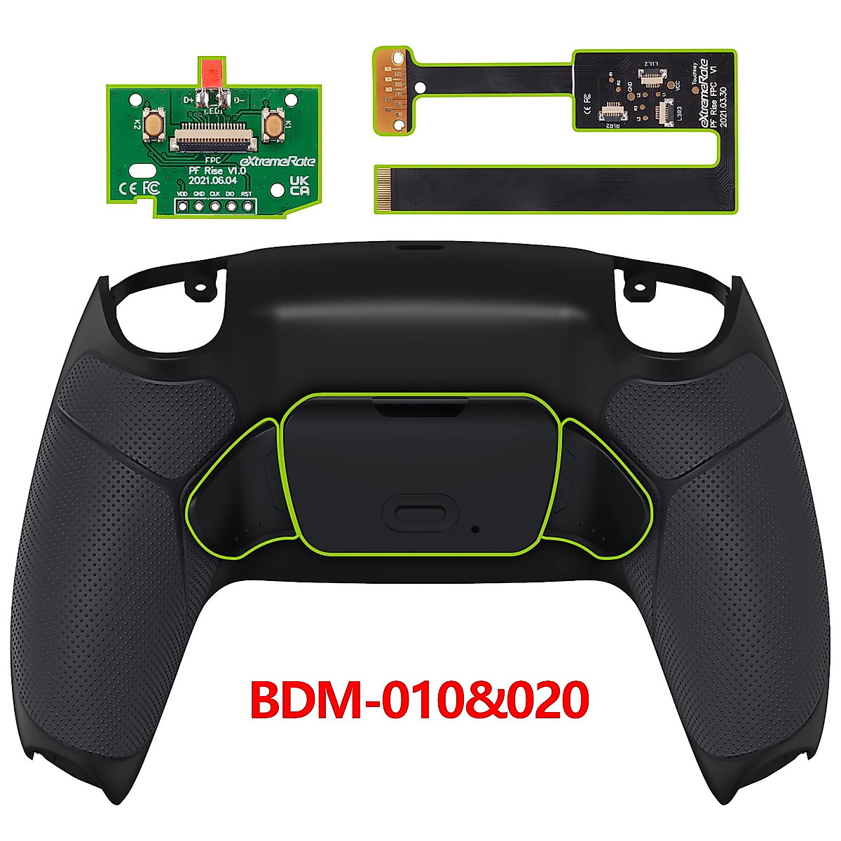 eXtremeRate Black Rubberized Grip Programable Rise 2.0 Remap Kit for PS5 Controller BDM 010 & BDM 020, Upgrade Board & Redesigned Back Shell & Back Buttons for PS5 Controller - Without Controller