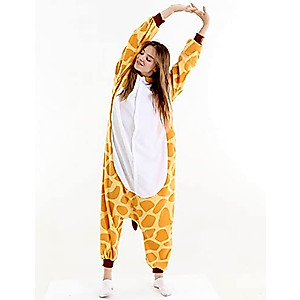 vavalad Adult Giraffe Onesie Pajamas Cosplay Animal Halloween Costume for Women Men