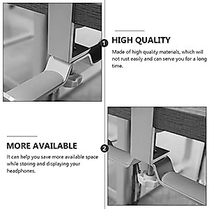 Angoily Silver Headphone Headphones Desk Iron Clamp Office Desktop Under- Under Arm Aluminum Adjustable Dual Premium Design Storage for with Mount Universal Rack All Head Display Fit Hook