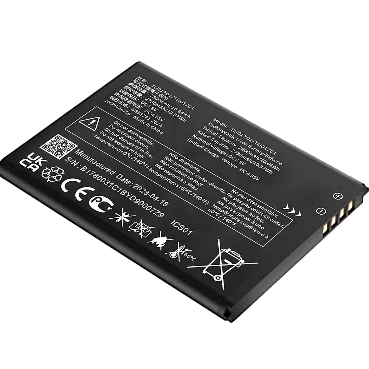 SHENMZ TLi017D1/TLi017C1 Battery, (2024 Upgrade) 2800mAh New 0 Cycle Higher Capacity Replacement Battery for TCL Flip Pro VZW-TCL-4056W TLi017D1 TLi017C1