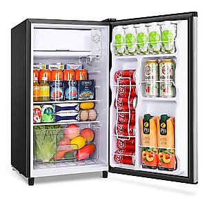 WANAI Mini Fridge with Freezer 3.2 Cu.Ft, Single Door Small Refrigerator, Energy-efficient Low Noise, Compact Fridge for Bedroom Dorm and Office, Silver