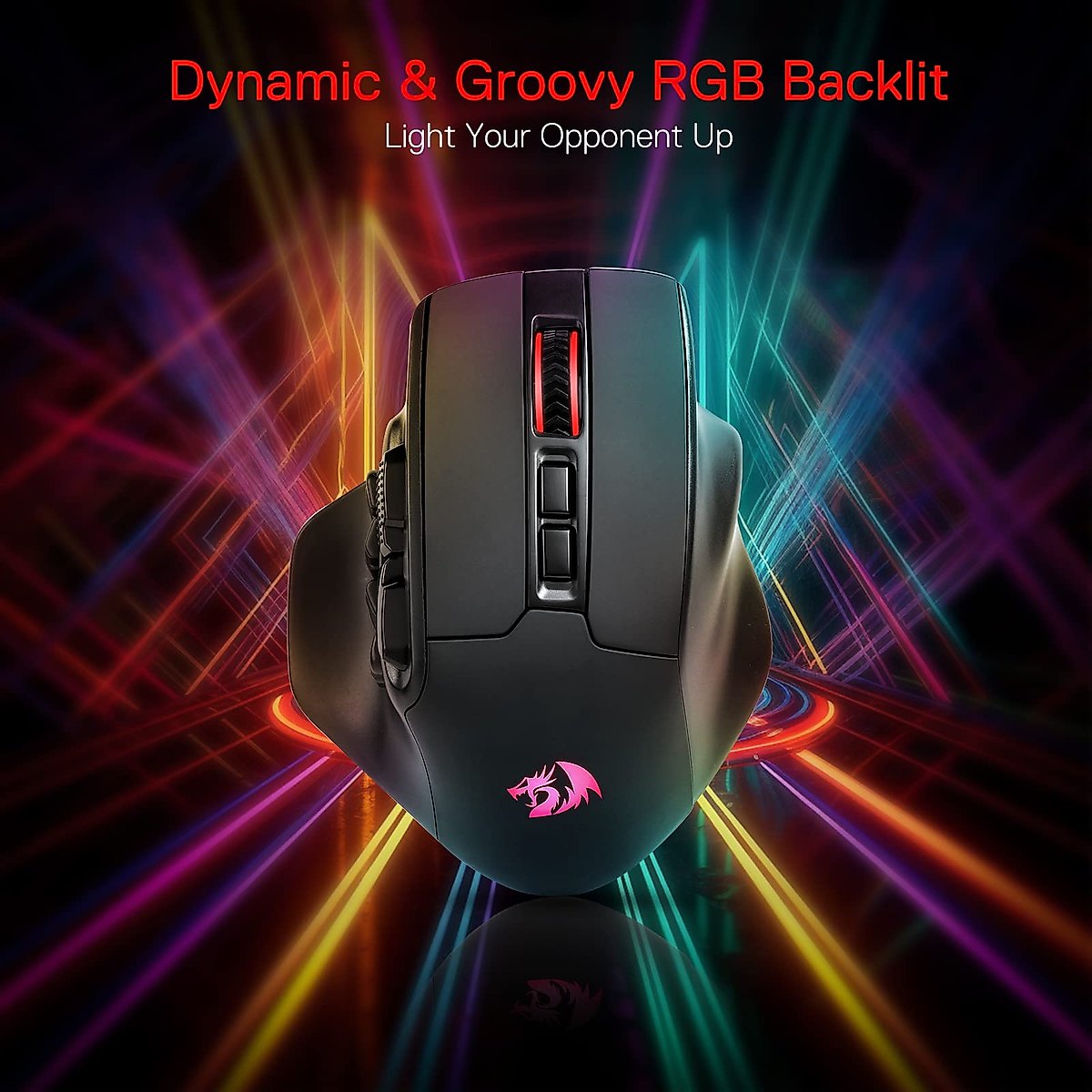 Redragon M811 PRO Wireless MMO Gaming Mouse, 15 Programmable Buttons RGB Gamer Mouse w/Ergonomic Natural Grip Build, 10 Side Macro Keys, Software Supports DIY Keybinds & Backlit