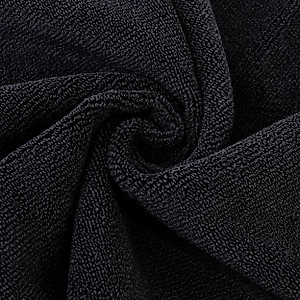 POLYTE Professional Quick Dry Lint Free Microfiber Hair Drying Salon Towel, 16 x 29 in, 12 Pack (Black)