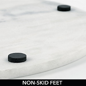 mDesign Large Round Slab Stone Kitchen Countertop Pastry Cutting Board, Serving Tray for Bread, Breakfast, Snacks, Cheese, Pizza, Appetizers - Use for Chopping, Cooking, Baking, Cooling - Marble