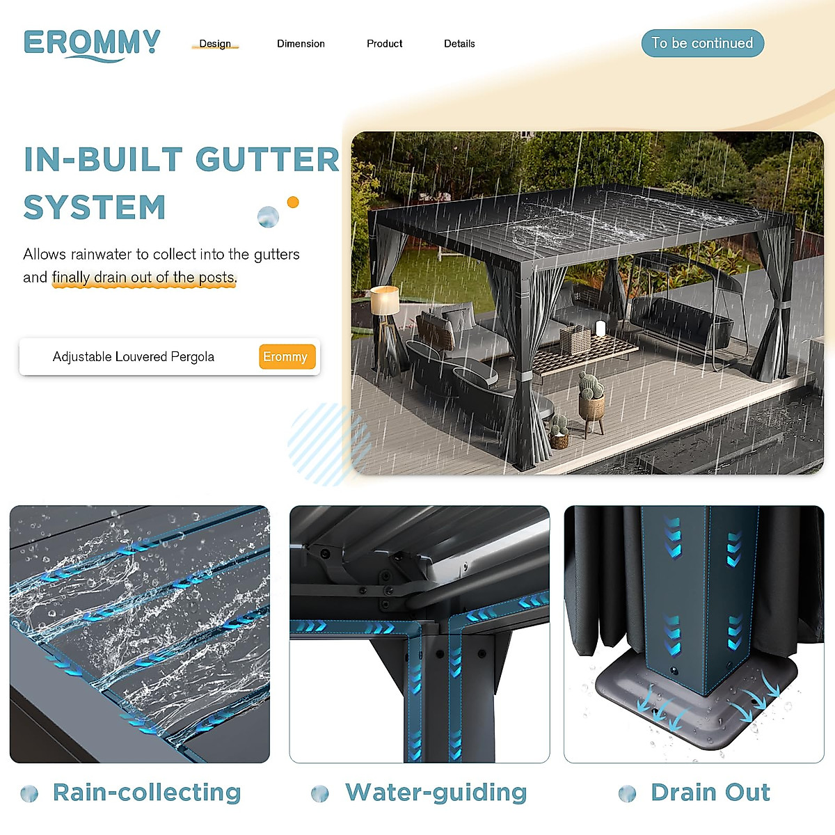 EROMMY 10X12 Pergola Louvered Outdoor Hard Top Pergola with Aluminum Frame and Adjustable Metal Rainproof Roof for Garden & Patio, Curtains and Netting Included, White…