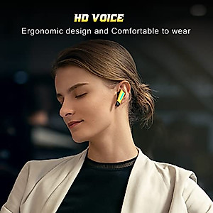 zhhcyyds T32 True Wireless Earbuds with Charging Case, Ear Buds Wireless Bluetooth Earbuds, 5.3 Wireless Earphones Cool Gaming Earbuds Noise Cancelling (Yellow)