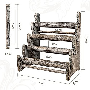 LadyRosian 4 Tier Wooden Bracelet Holder, Bangle Watch Necklace Display Storage Jewelry Holder Stand Display Organizer,Antique White