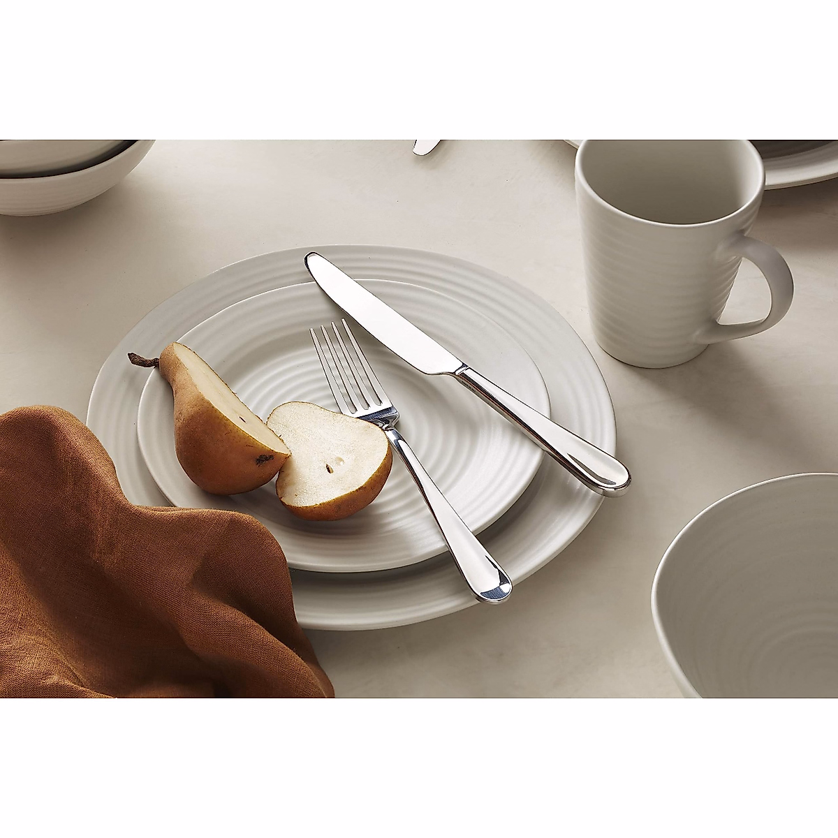 Oneida 895944 Ridge White Mugs, Set Of 4