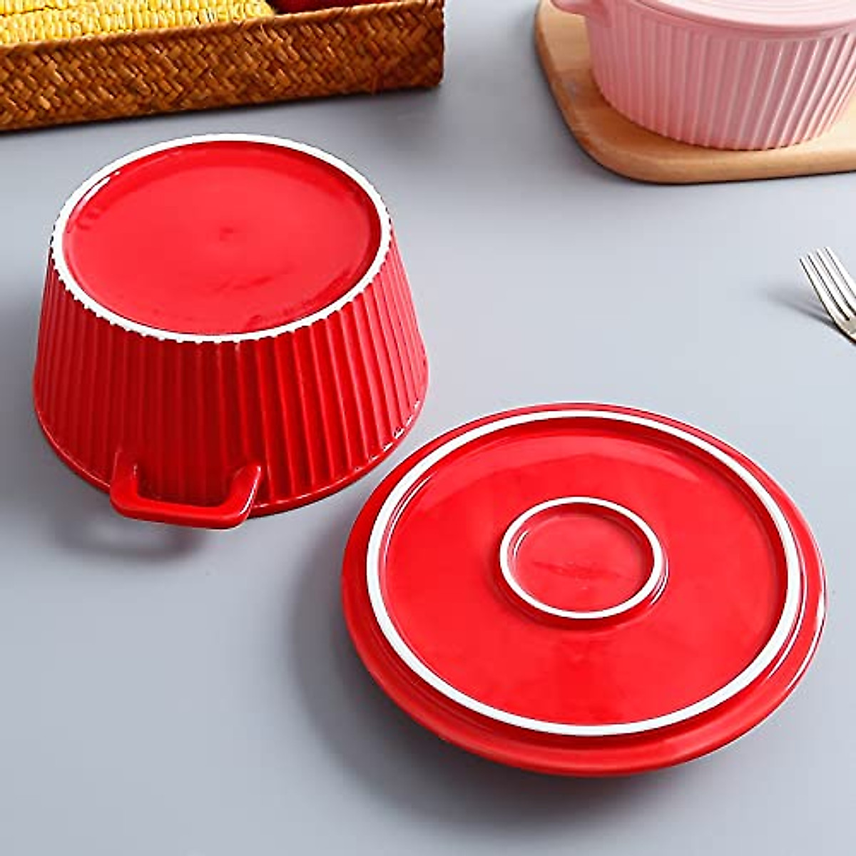 Eddie's Home ceramic round shape pot,Binaural handle,40oz-4 shine colors,for soup and steaming (Green)