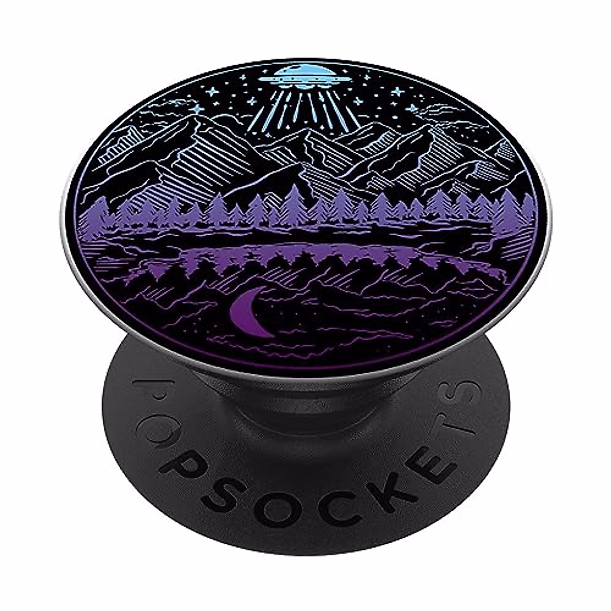 Galaxy UFO Abduction Space Astronaut Nature Lake Moon Alien PopSockets Standard PopGrip
