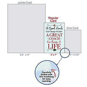 NobleWorks - 1 Thank You Notecard for Teacher - Team Sports Gratitude, Student Athlete Appreciation Card with Envelope, Notes for Mentors and Instructor - Life-Changing Coach C3127TYG