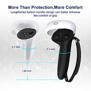 XFORTEN Controller Extension Grips Cover for Oculus Quest 2, Controller Protector with Adjustable Knuckle Straps, for Enhanced Comfort in VR Game Accessories and Beat Saber (Black)…
