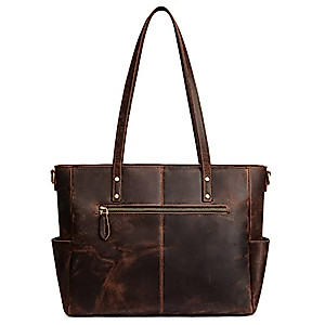 S-ZONE Women Genuine Leather Tote Bag Large Shoulder Purse Vintage Crossbody Work Handbag