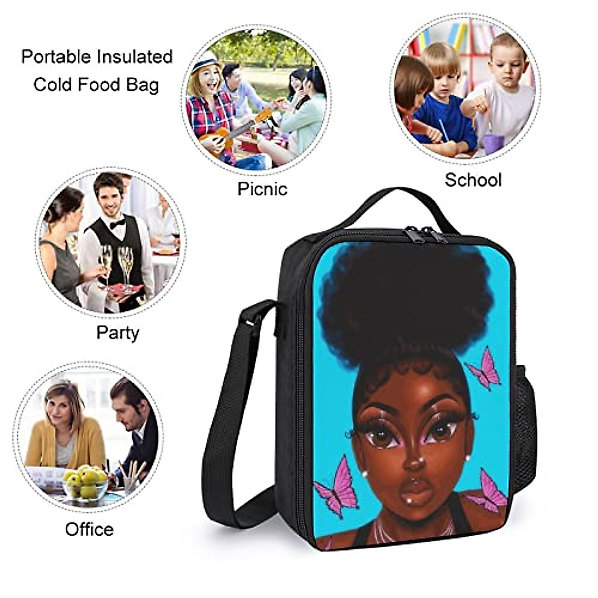 African American Girl Backpack Bookbag With Shoulder Bag Pencil Bag Set Bookbags 3pcs Set One Size