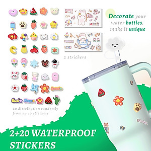 winiwo 40 oz Tumbler with Handle and Straw, D.I.Y Gift for Her, Stainless Steel Travel Mug, Iced Tea or Coffee, Insulated Tumbler with Stickers, Keeps Beverages Cold Up to 24 Hours