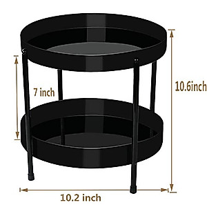 Makeup Organizer Shelf，2-Tier Bathroom Countertop Organizer Vanity Tray Cosmetic & Makeup Storage Standing Rack on Table Vanity Organizer Rack ,Black, Round