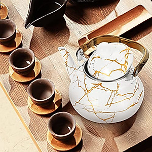 Enamel Teapot Porcelain Enameled Teakettle 1.5L Vintage Tea Kettle Teapot Water Kettle Coffee Kettle Teapot Water Boiling Kettle for Home Gas Stove