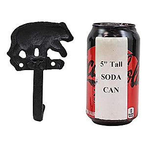 Ebros Set of 2 Rustic Whimsical Forest Black Bear Roaming The Woodlands Cast Iron Wall Hooks 5" High Western Bears Themed Hanging Mount Hook for Coats Hats Keys Leashes Backpacks Decor Sculpture