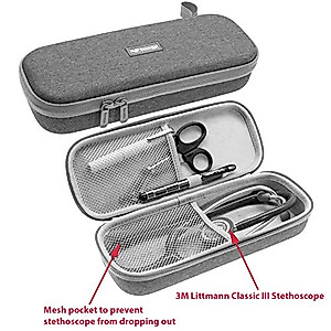 ButterFox Semi Hard Stethoscope Carry Case, fits 3M Littmann Stethoscope and Other Accessories (Grey)